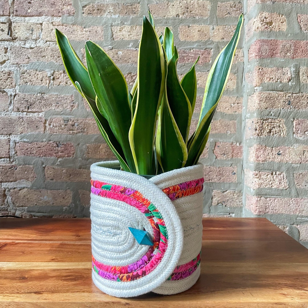 Rope Planter Wrap, for 6.5" Pot | Pink Medium Sized Houseplant Pot ...