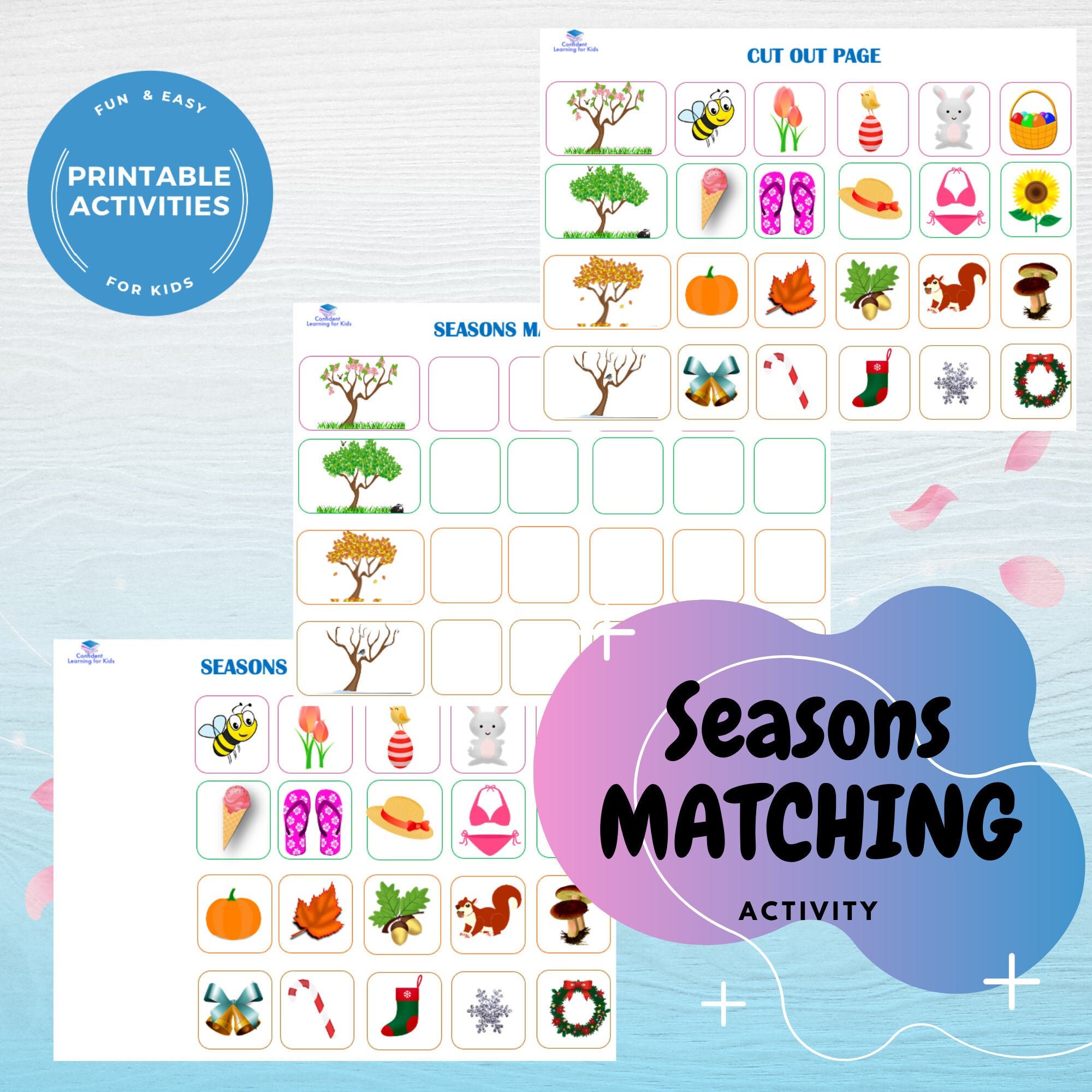 Seasons Matching Activity for Kids Preschool Sorting Game | Etsy