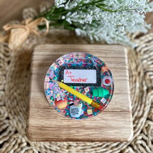 Epoxy Resin Teacher Appreciation Coaster: Handmade Desk Decor - Etsy