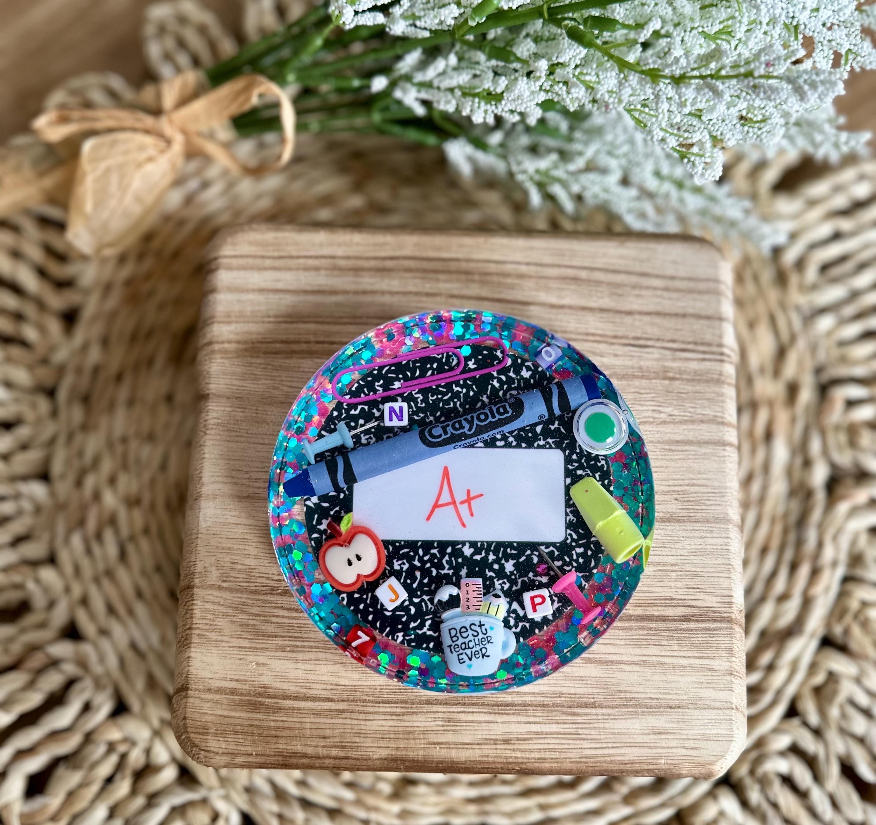Epoxy Resin Teacher Appreciation Coaster: Handmade Desk Decor - Etsy