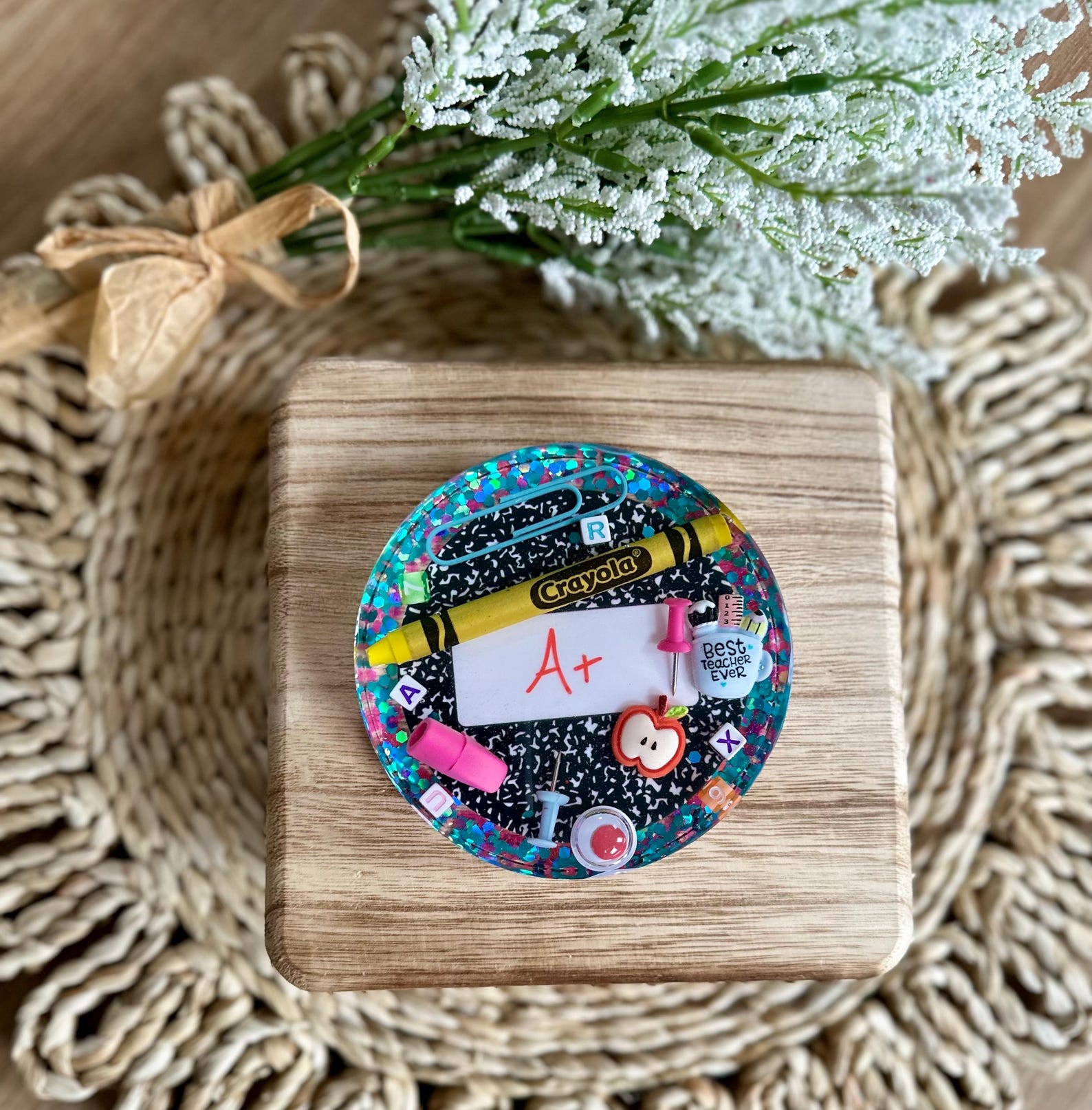 Epoxy Resin Teacher Appreciation Coaster: Handmade Desk Decor - Etsy