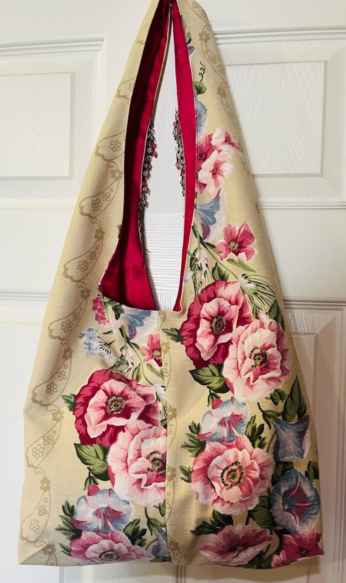 Floral Bojo Sling Handbag With Fringe and Beads - Etsy