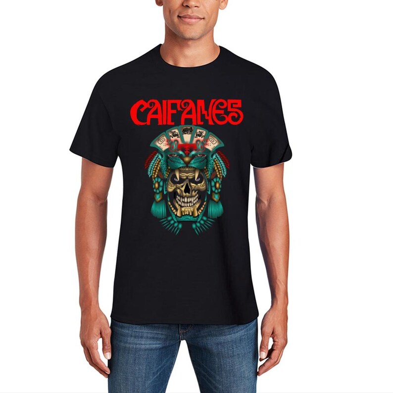 Mayan Mask Caifanes Unisex Cotton T-shirts Gildan 5000 Short Sleeve ...