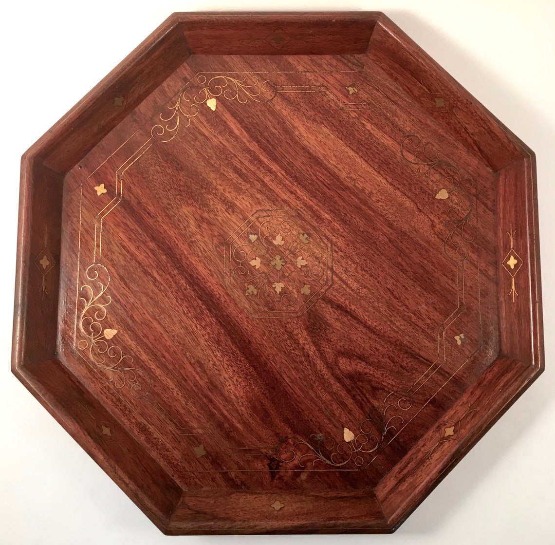 Beautiful Inlaid Wooden Tray Octagonal Wooden Tray | Etsy