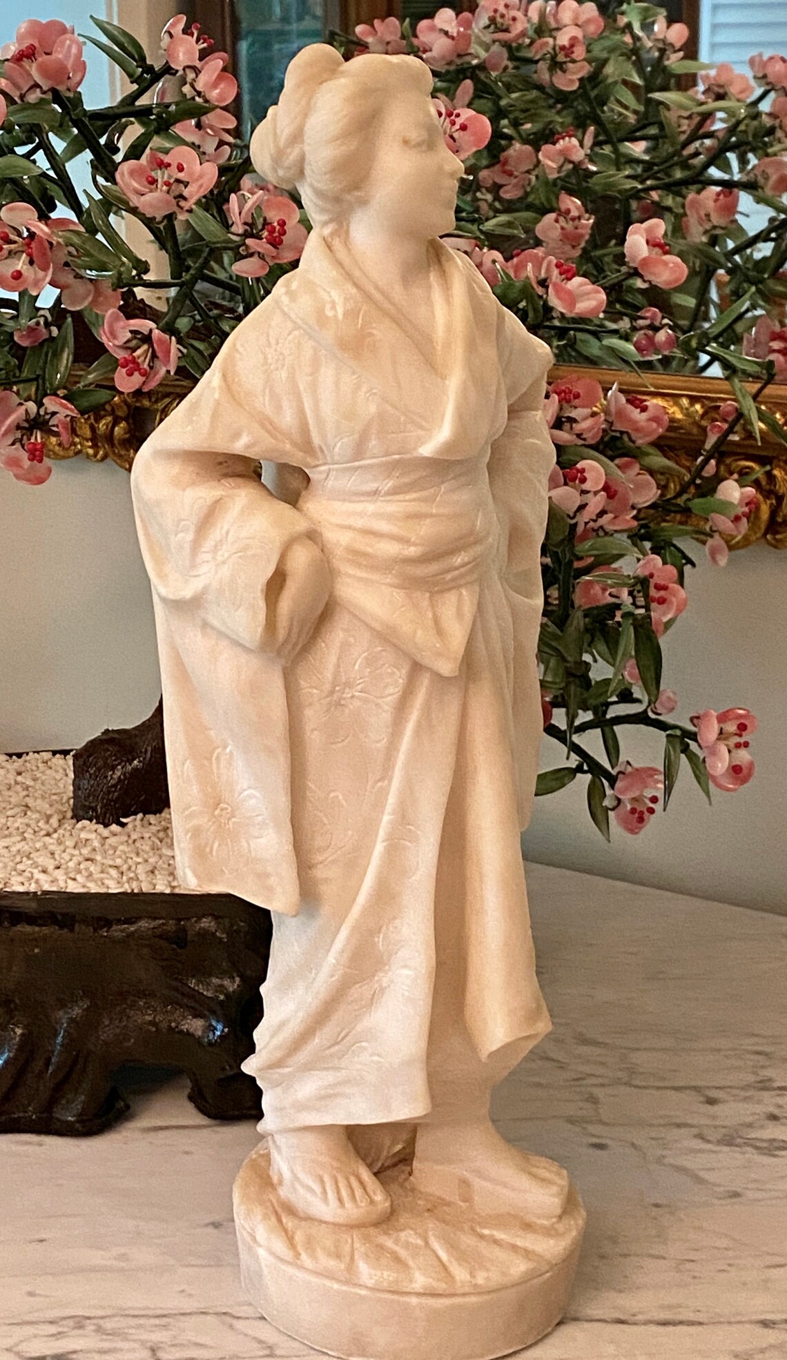 Carved Stone Geisha Statue Marble Alabaster Geisha Sculpture | Etsy