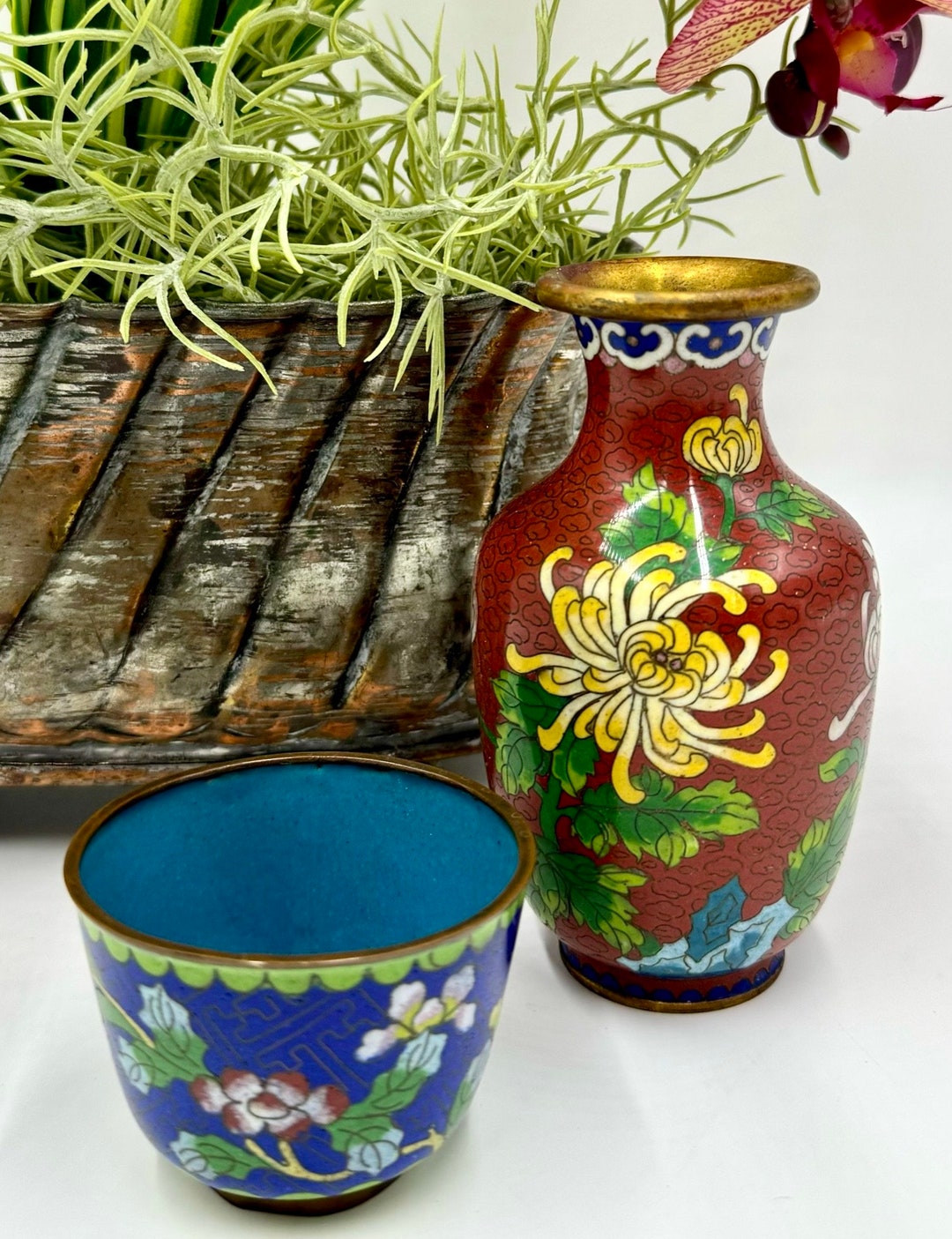 Small Vintage Jingfa Cloisonné Enameled Vase | Small Cloisonné Enameled ...