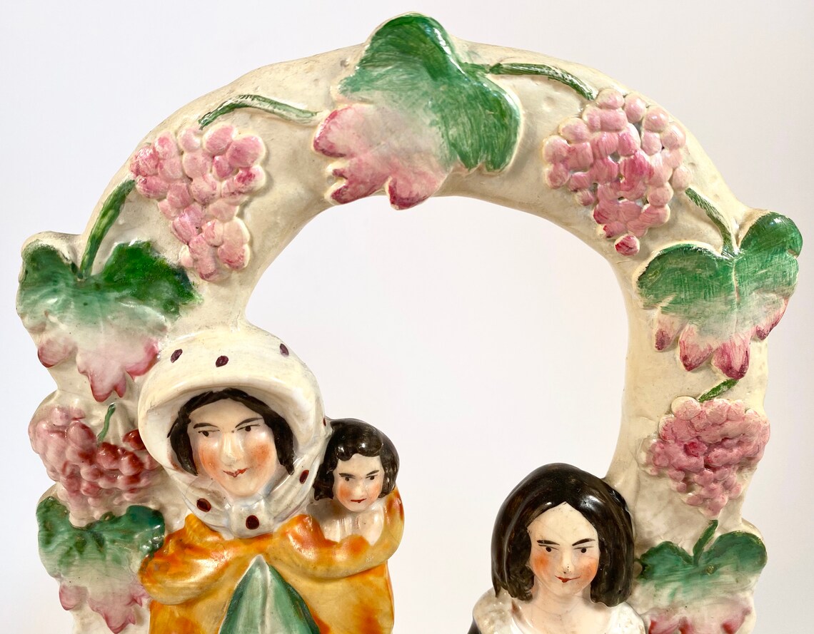 Antique Staffordshire Arch Flatback Statue Two Women With a | Etsy