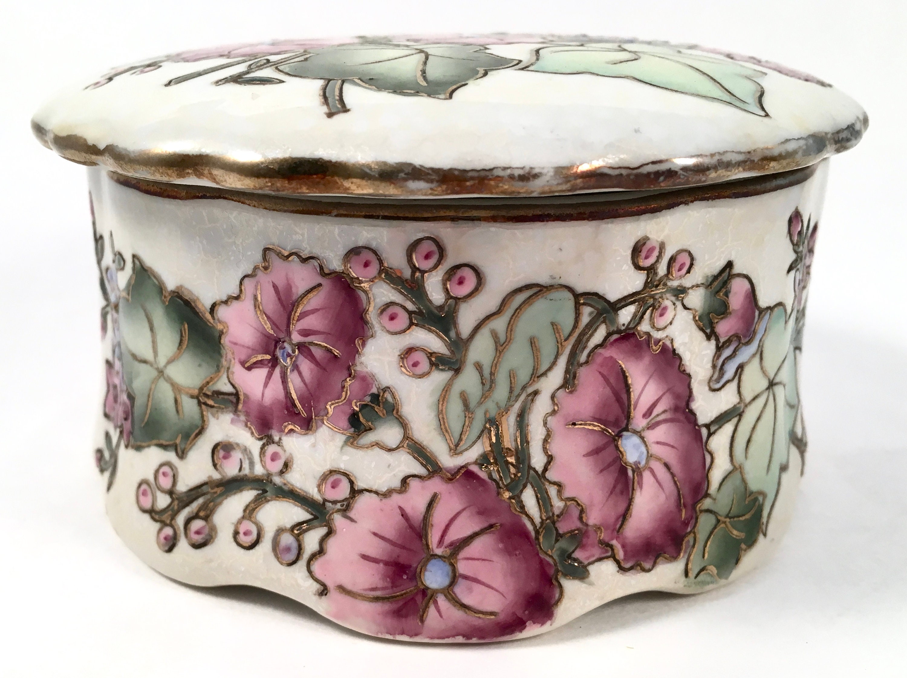 Vintage Retro Trinket Box / Round Ceramic Trinket Box / Ring - Etsy España