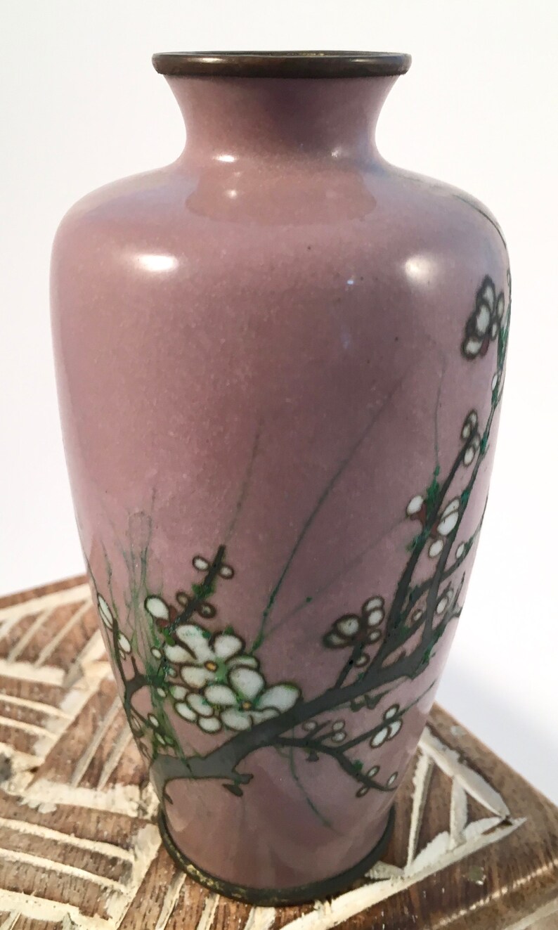 Antique Enameled Vase Enamel Over Metal Asian Japanese - Etsy