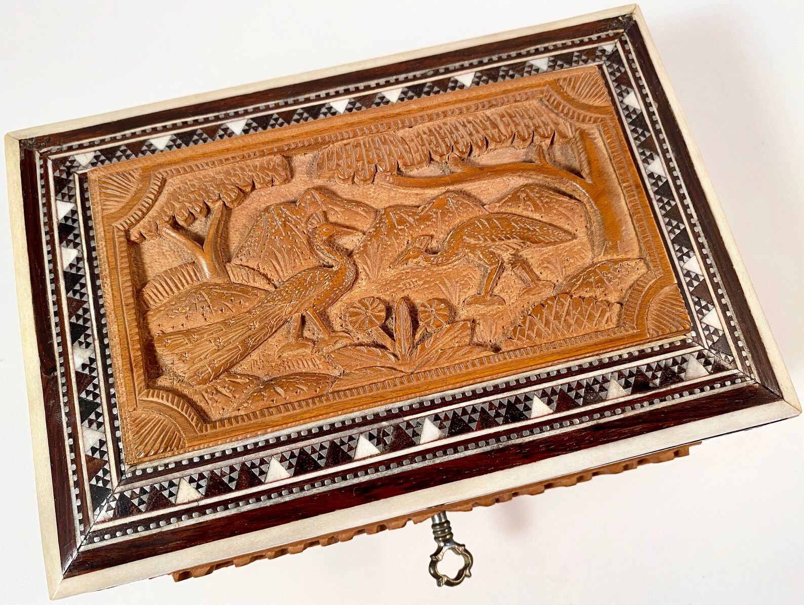 Antique Moroccan Inlaid Mosaic Marquetry Wooden Box Carved - Etsy