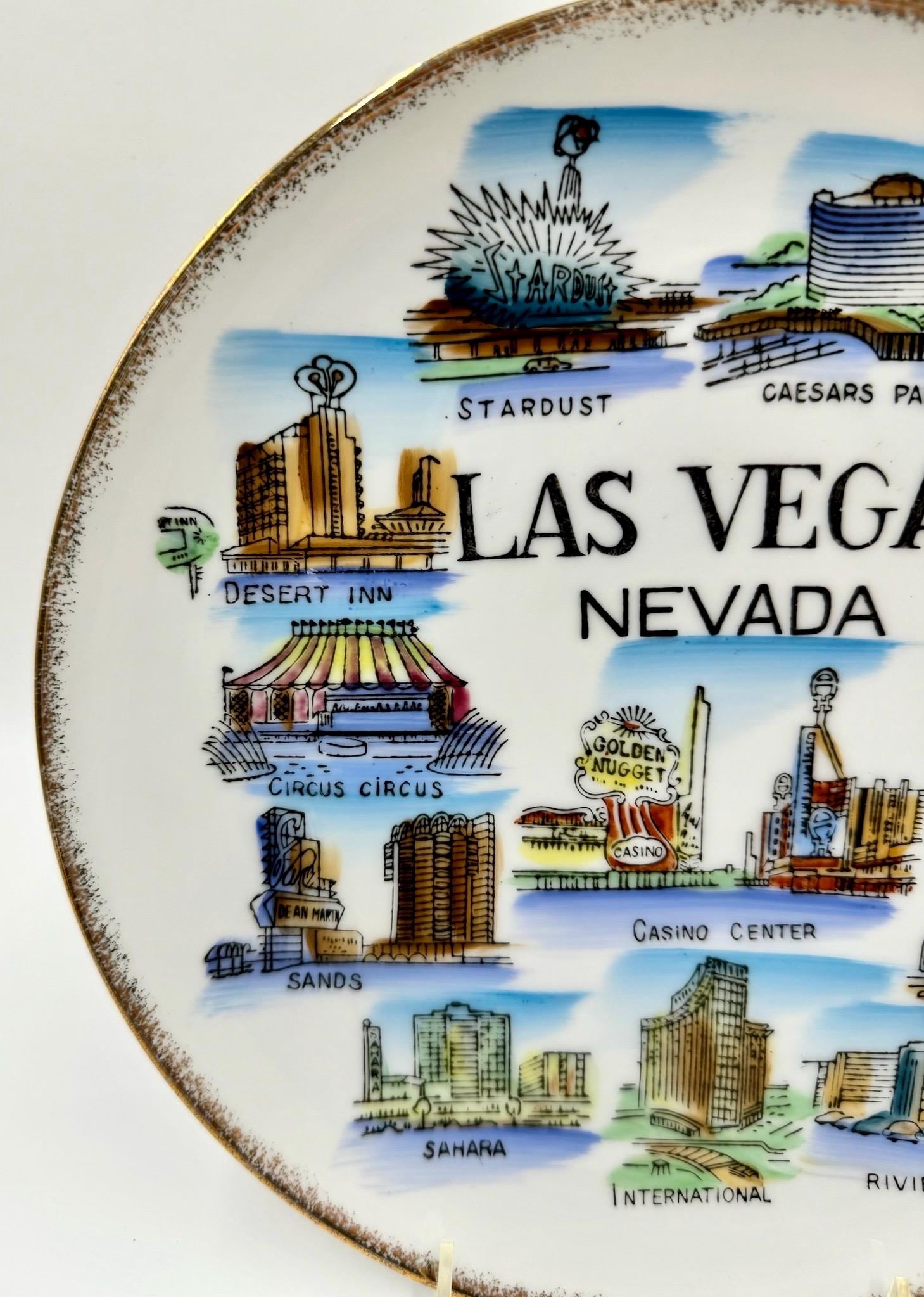 Vintage Porcelain Souvenir Plate | Fabulous Las Vegas | Famous Hotels ...