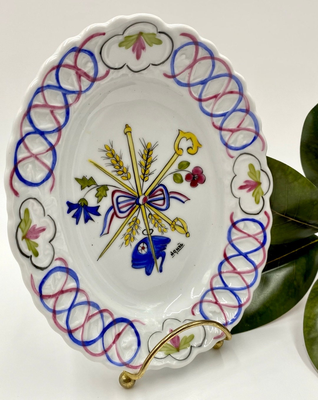 Stunning Hand-painted Reticulated Plate | French Porcelain Oval Platter ...