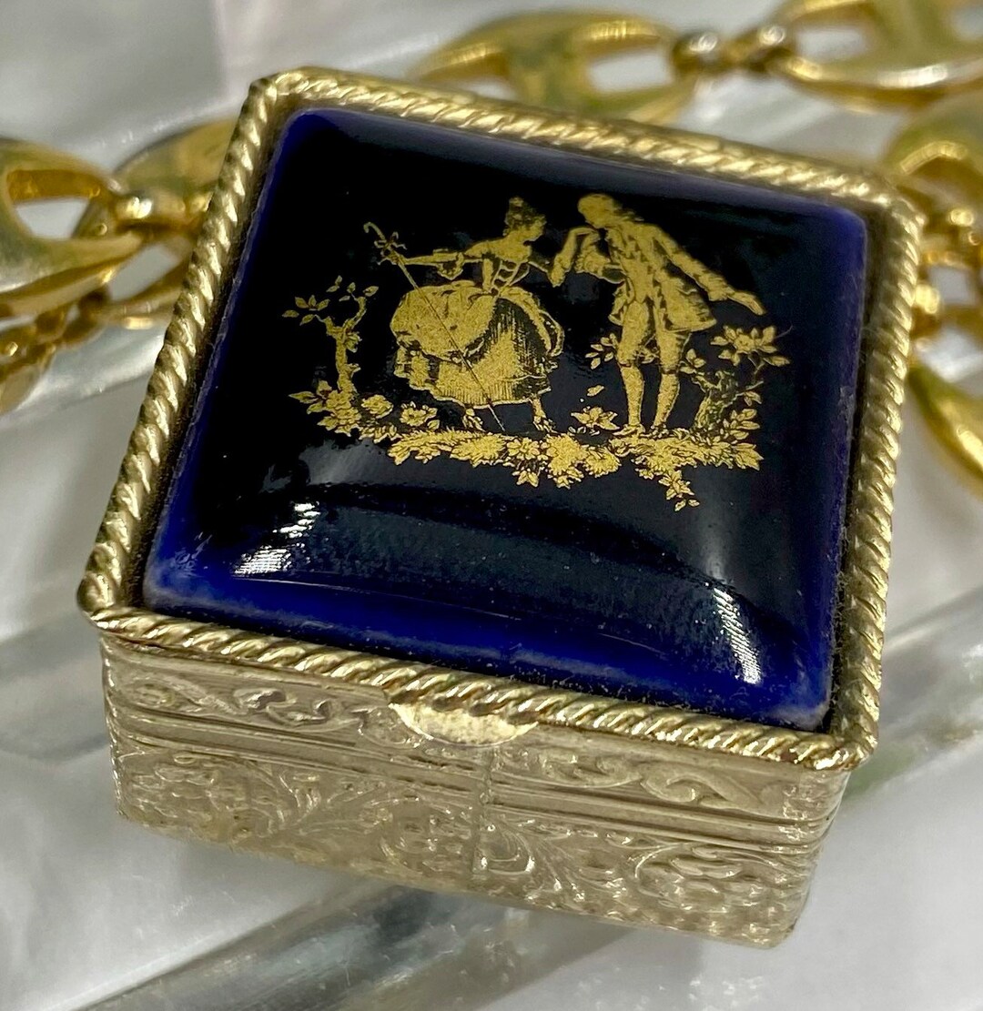 Teeny Tiny Embossed Gold Metal Box With Hinged Lid | Gold Courting ...