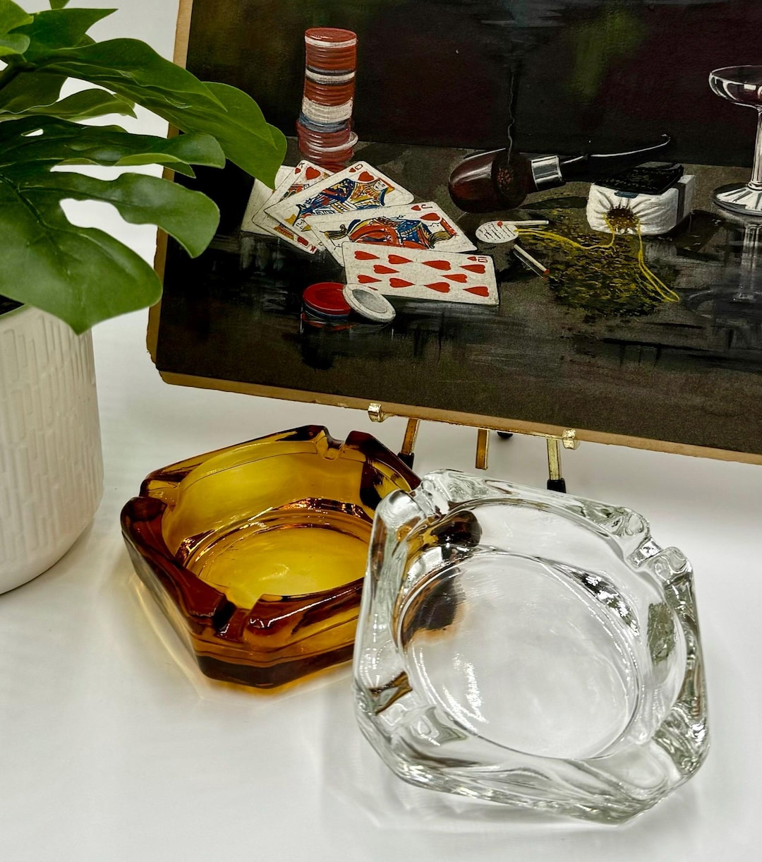 Vintage Retro Mid Century Modern Solid Glass Ashtray | Octagonal ...