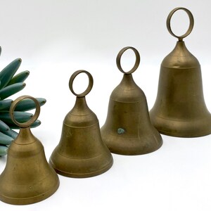 Vintage Solid Brass Temple Bells Hindu Buddhist Brass Bells Graduated ...