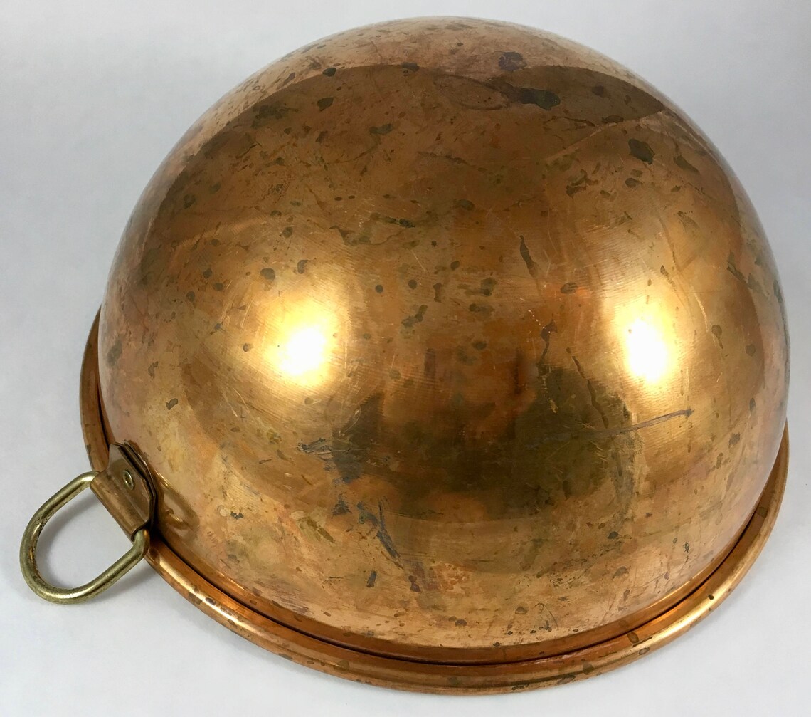 Copper Mixing Beating Bowl With Thumb Ring Verdigris Patina - Etsy