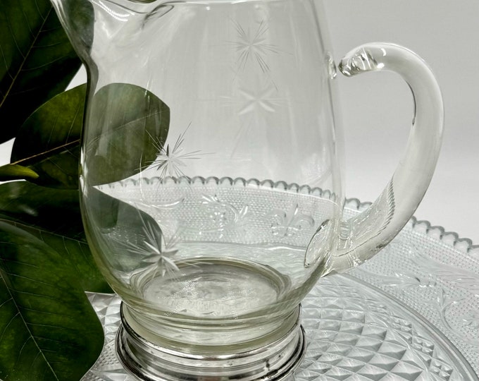 Vintage Wallace Clear Crystal Starburst Pitcher | Sterling Silver Foot ...