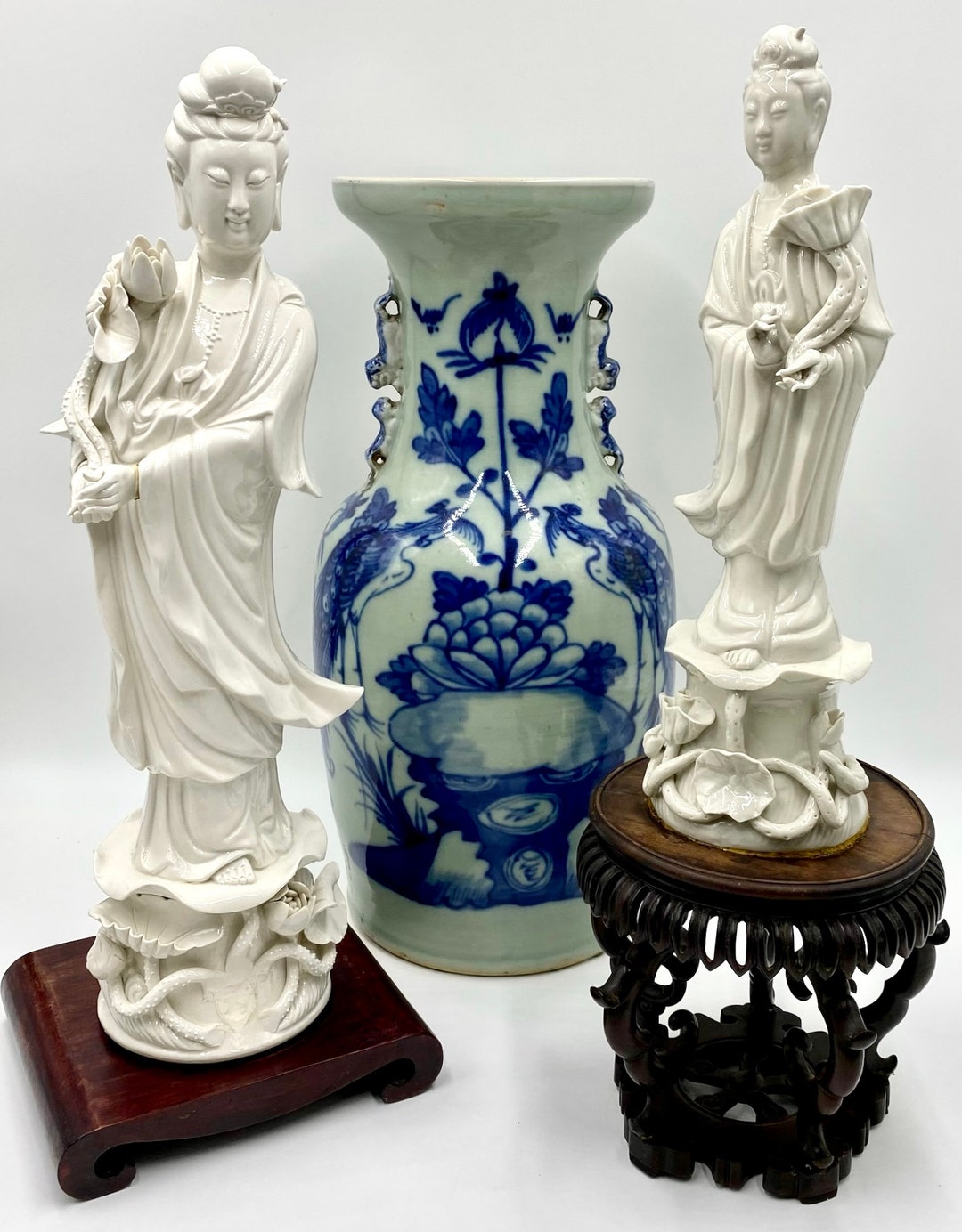 Lovely Vintage Blanc De Chine Kuan Yin Statue | White Porcelain Quan ...