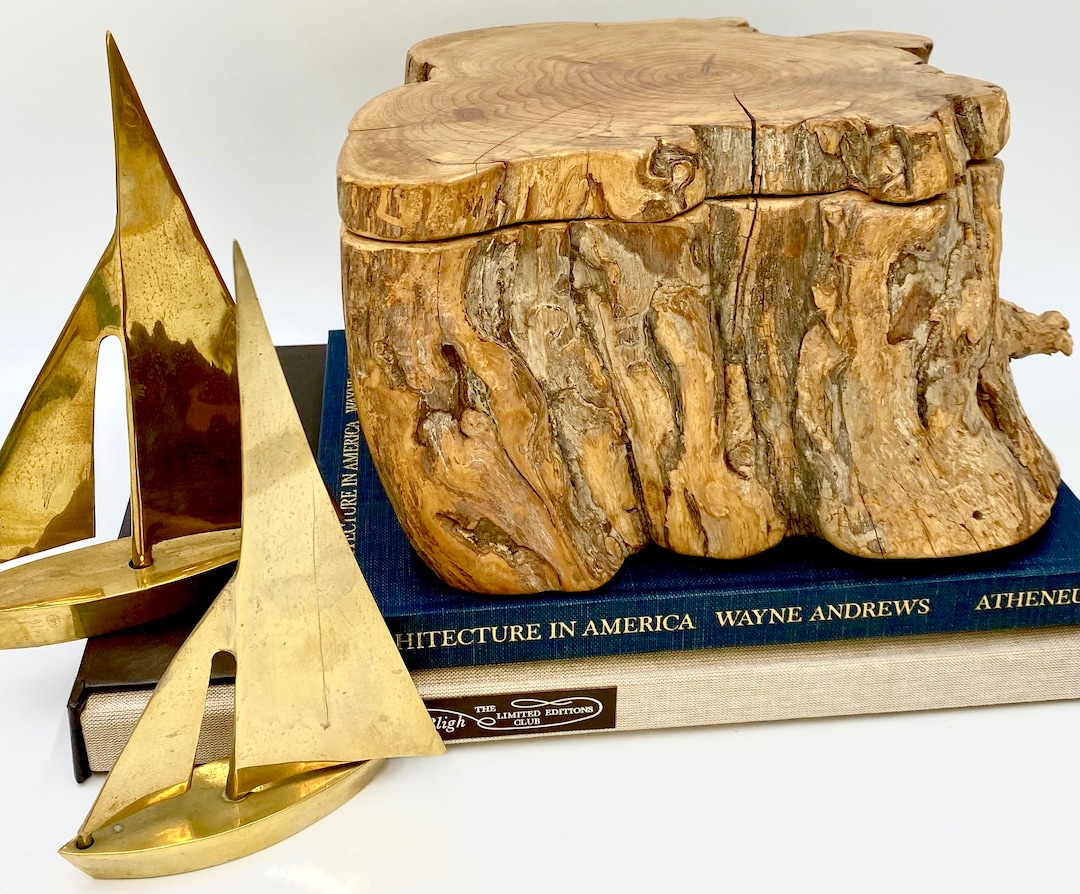 Vintage Hand-crafted Tree Stump Box | Cool Cedar Tree Log Box | Cedar ...