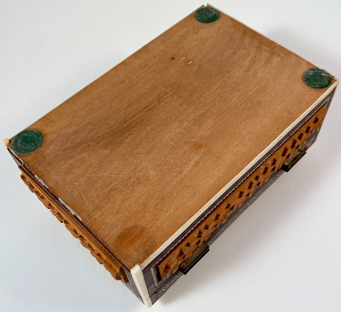 Antique Moroccan Inlaid Mosaic Marquetry Wooden Box Carved - Etsy