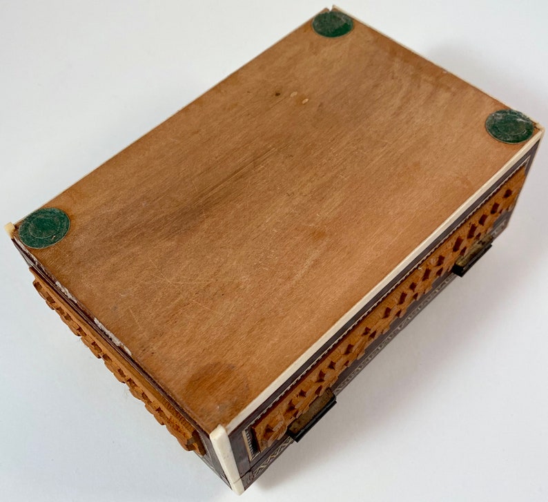 Antique Moroccan Inlaid Mosaic Marquetry Wooden Box Carved - Etsy