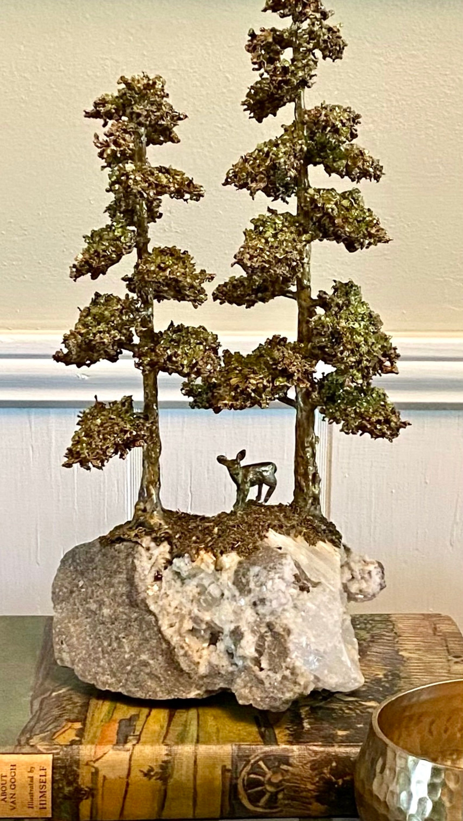Richard Bell Smith Brass Bronze Bonsai Sculpture | Gemstone Conifer ...