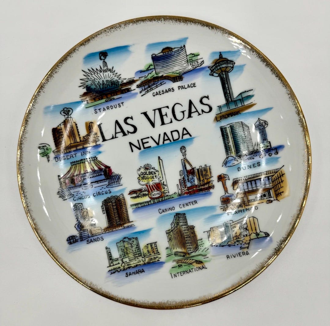 Vintage Porcelain Souvenir Plate | Fabulous Las Vegas | Famous Hotels ...