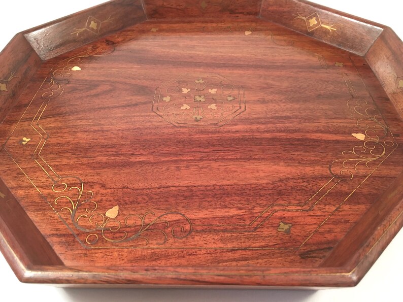 Beautiful Inlaid Wooden Tray Octagonal Wooden Tray - Etsy