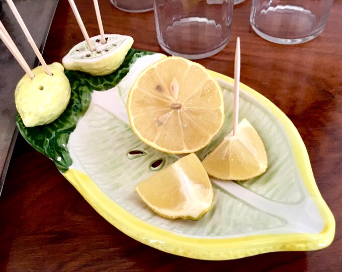 Vintage Ceramic Lemon Dish | Figural Lemon Slice | Italian Majolica ...