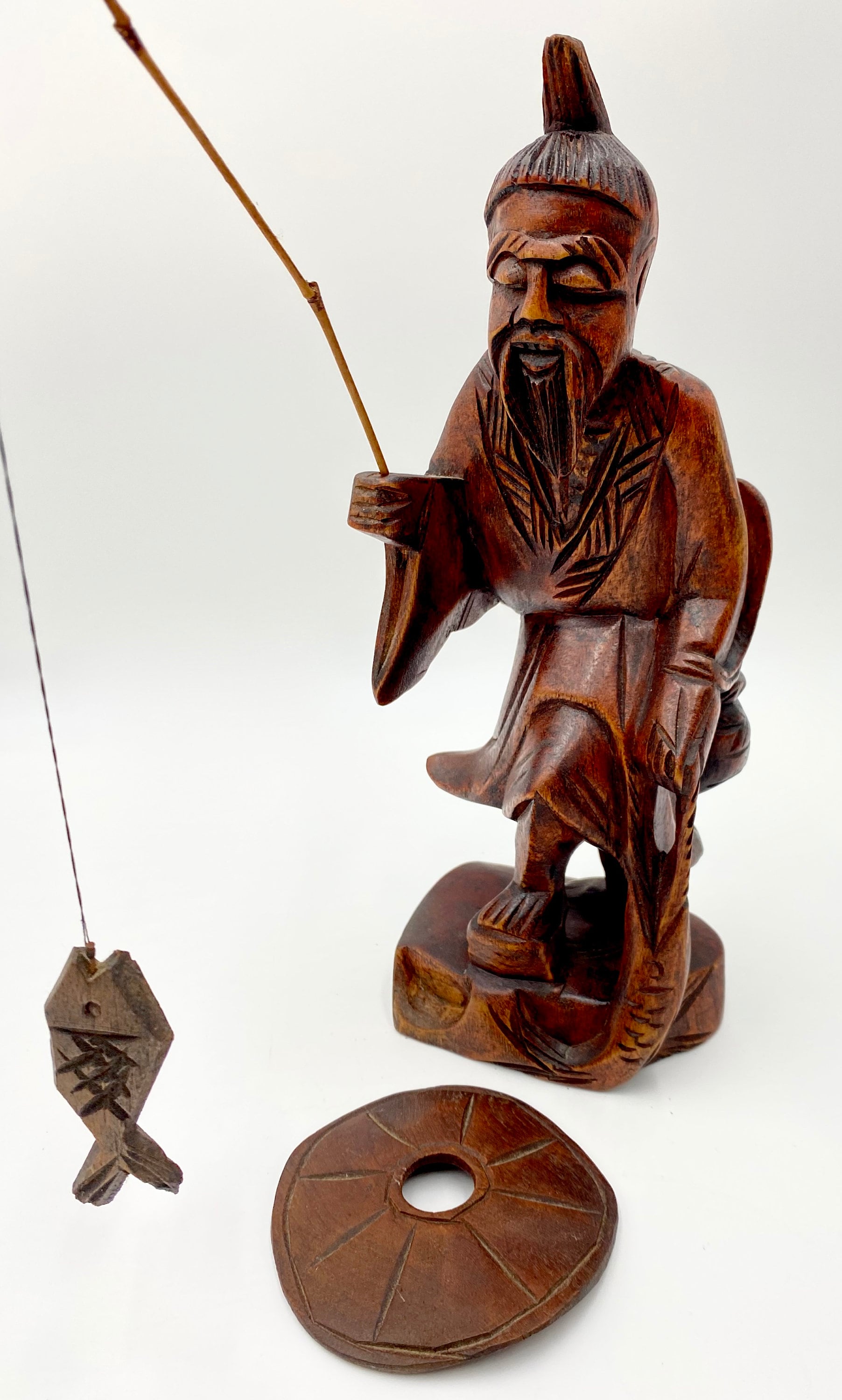 Carved Chinese Fishermen Vintage Wooden Sculptures Chinese | Etsy