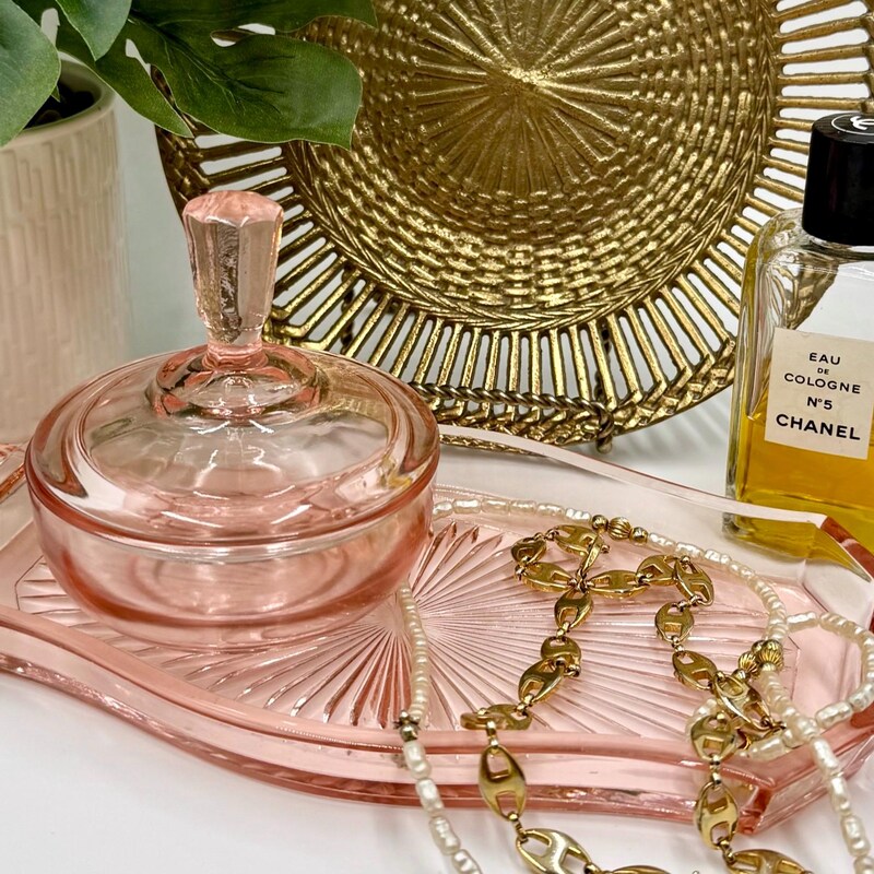 Pink Glass Tray - Etsy