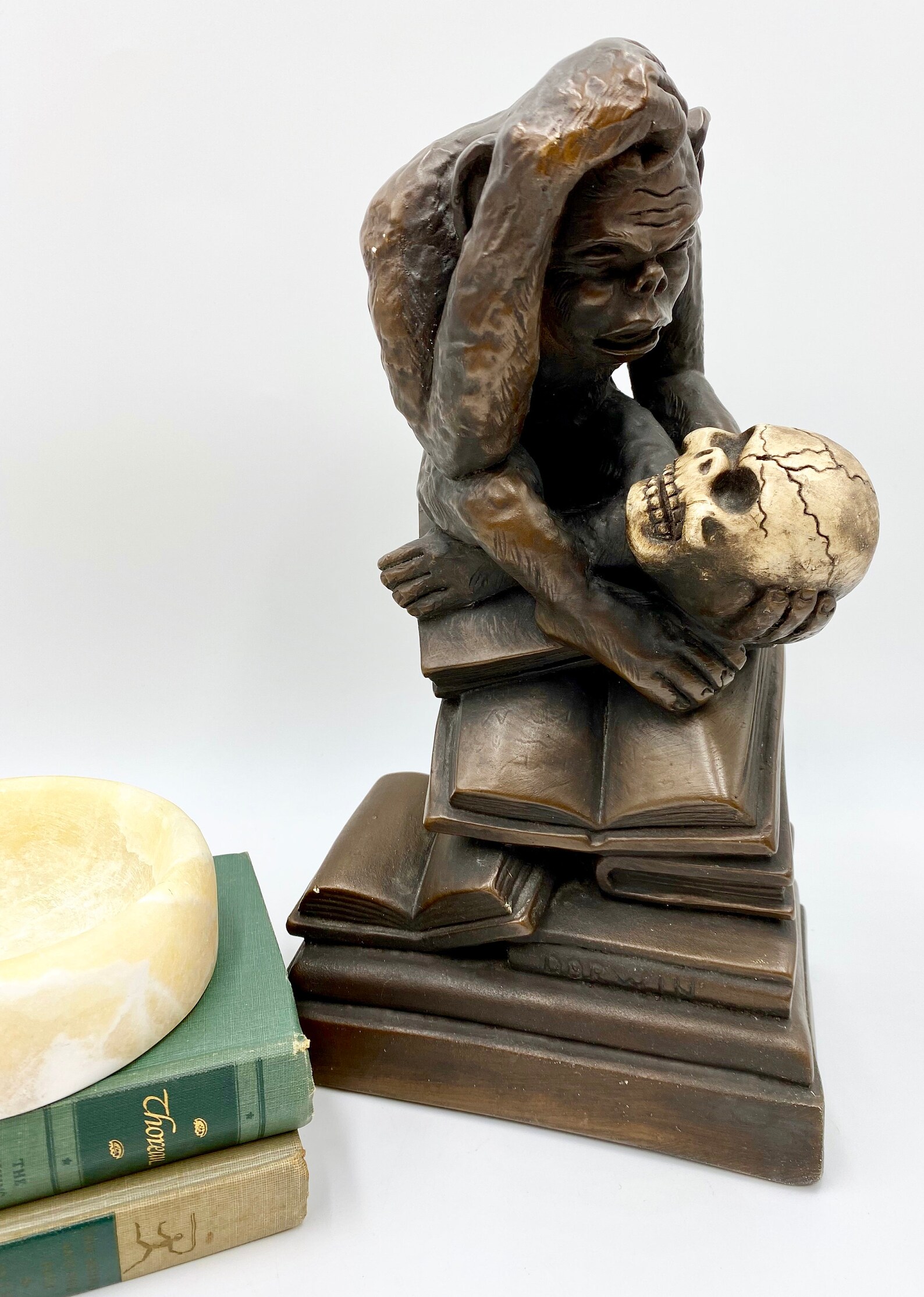 Vintage Chalkware thinker Ape Statue M. Luchessi Ape - Etsy