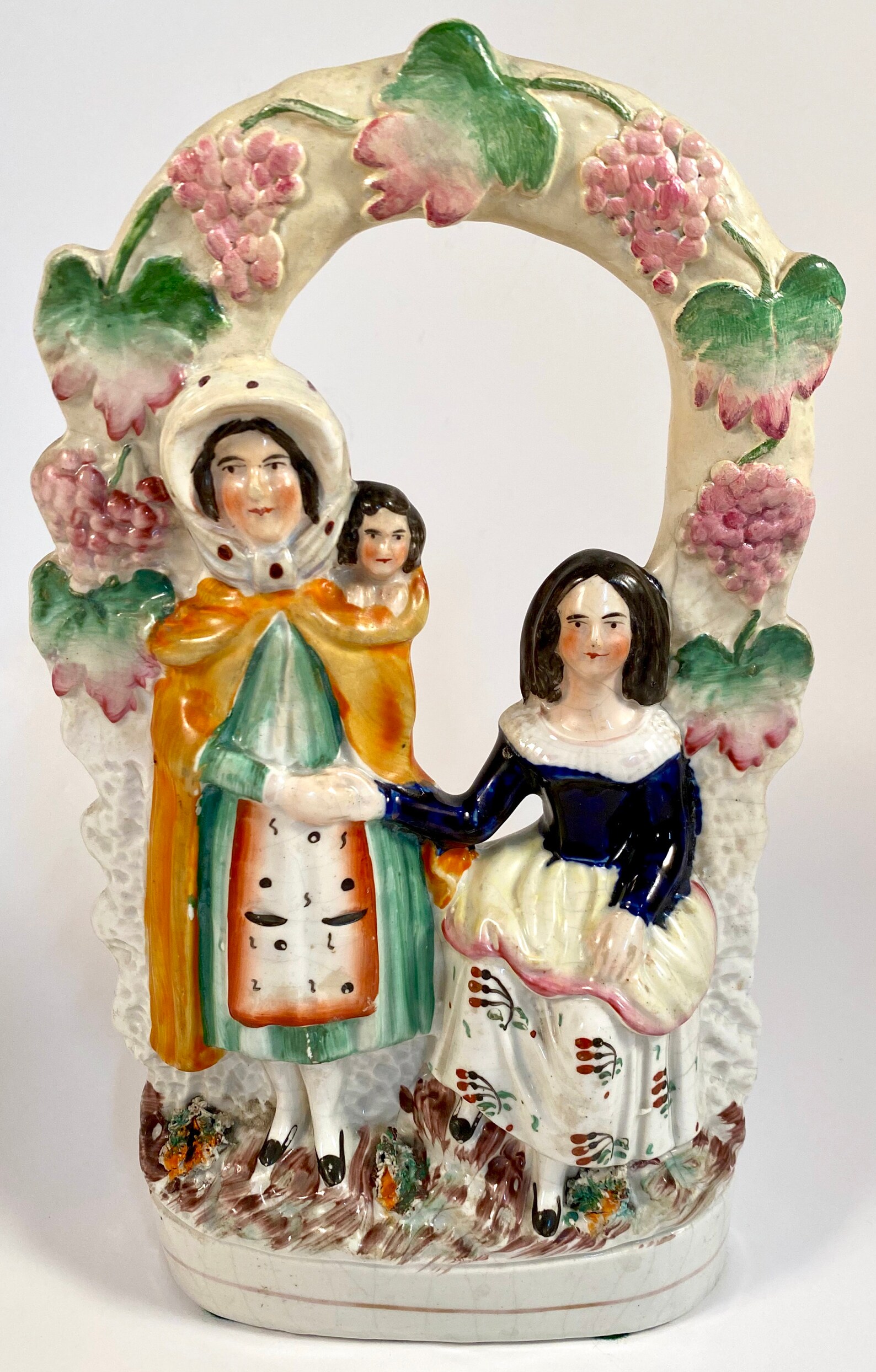 Antique Staffordshire Arch Flatback Statue Two Women with a | Etsy