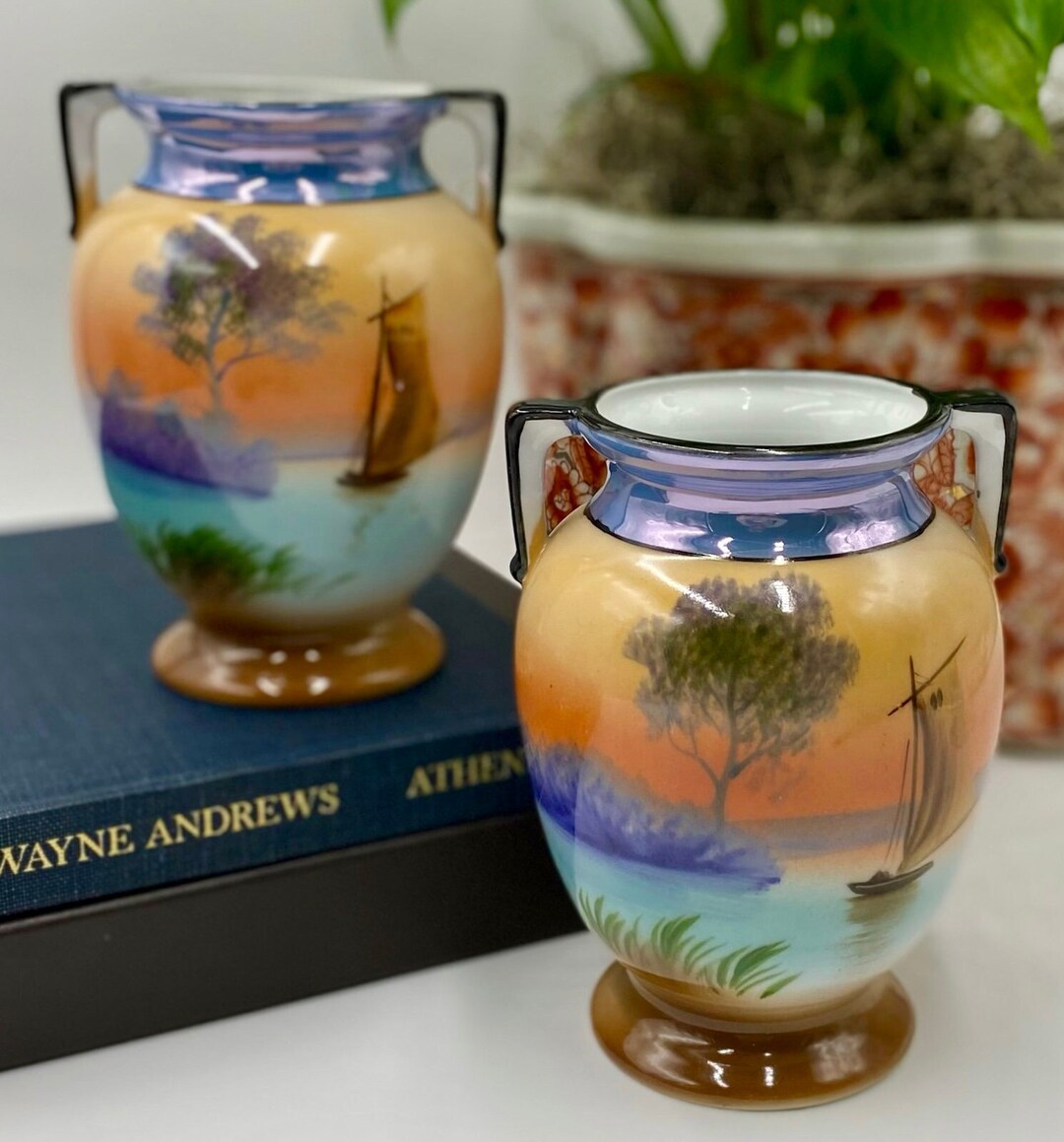 SET OF TWO Vintage Noritake Lusterware Vases | Japanese Lusterware ...