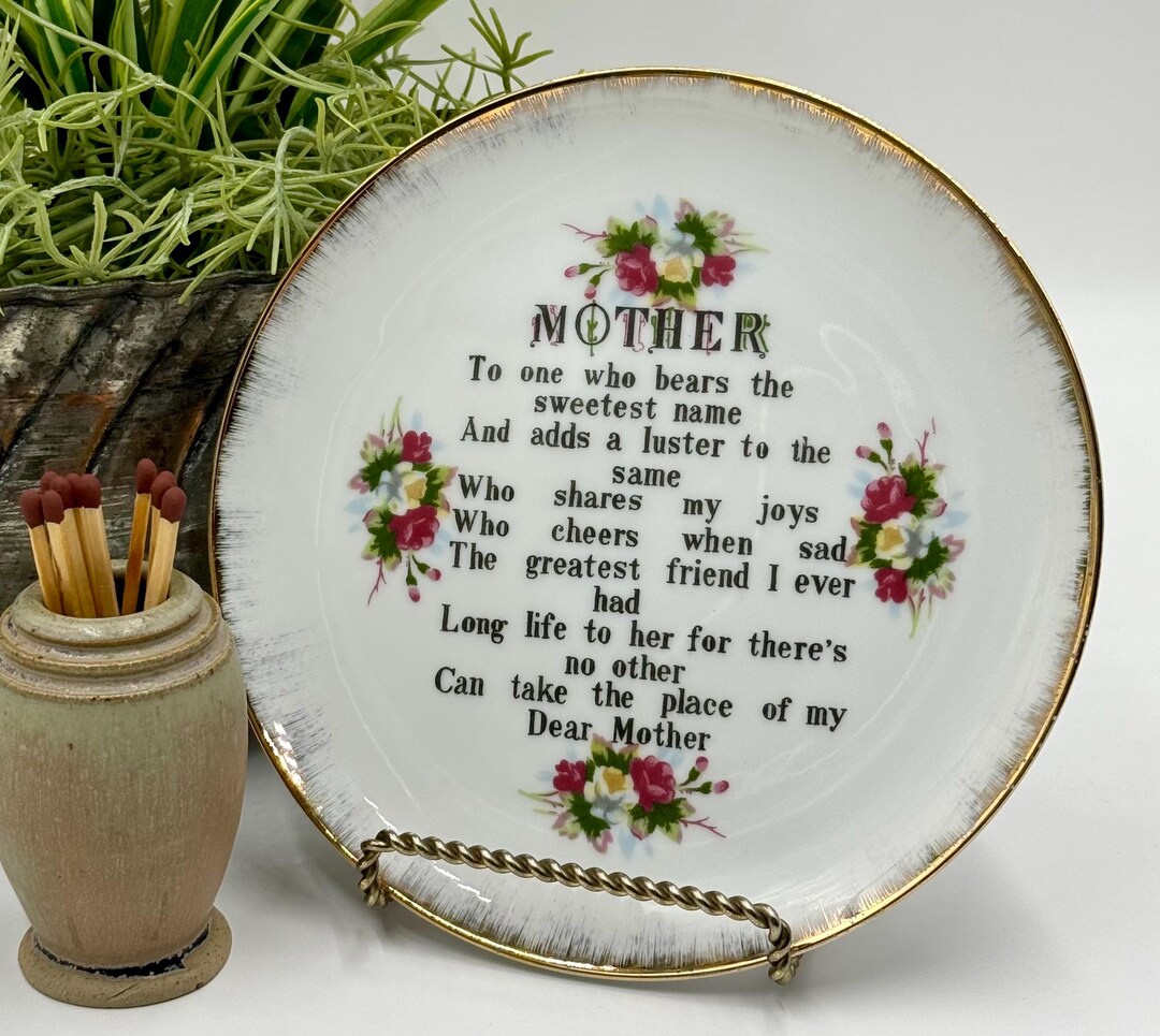 Collectible Vintage “mother” Plate | Poem About Mother | Charming Plate ...