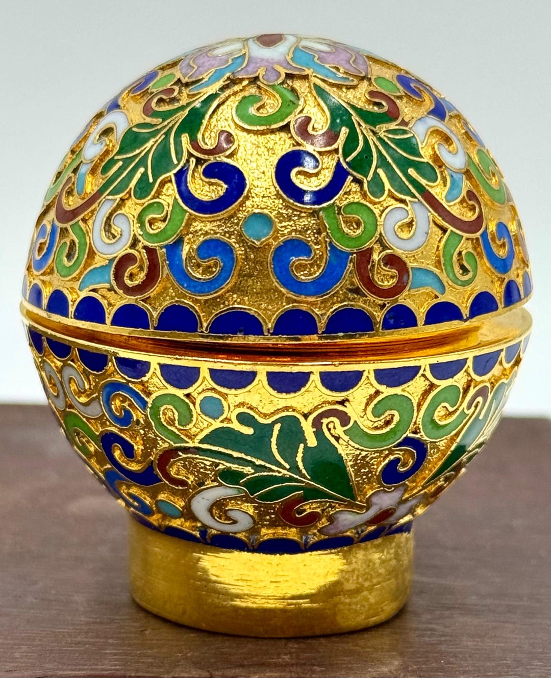 Vintage Chinese Cloisonné Round Sphere Ball Keepsake Box | Raised ...