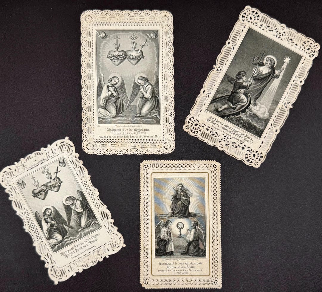 Antique German Catholic Christian Prayer Cards | Paper Lace Prayer ...