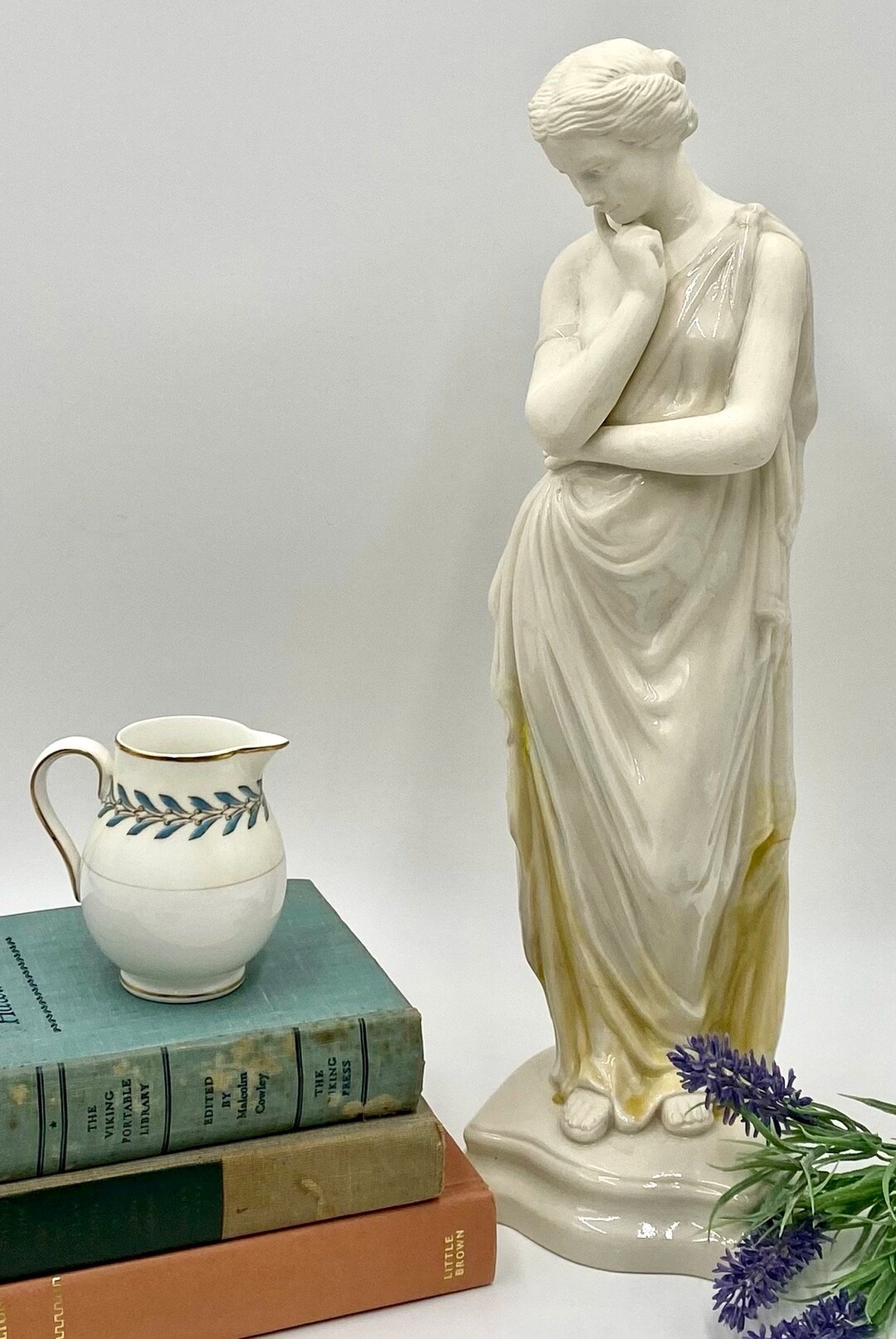 Lovely Belleek Pottery Neoclassical Statue | Meditation Figurine ...