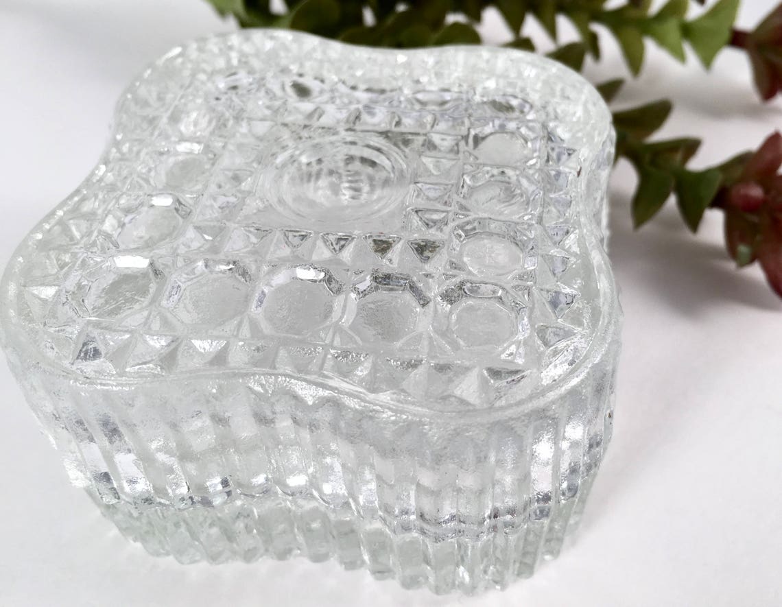 Vintage Retro Pressed Glass Trinket Box Ring Box Jewelry - Etsy