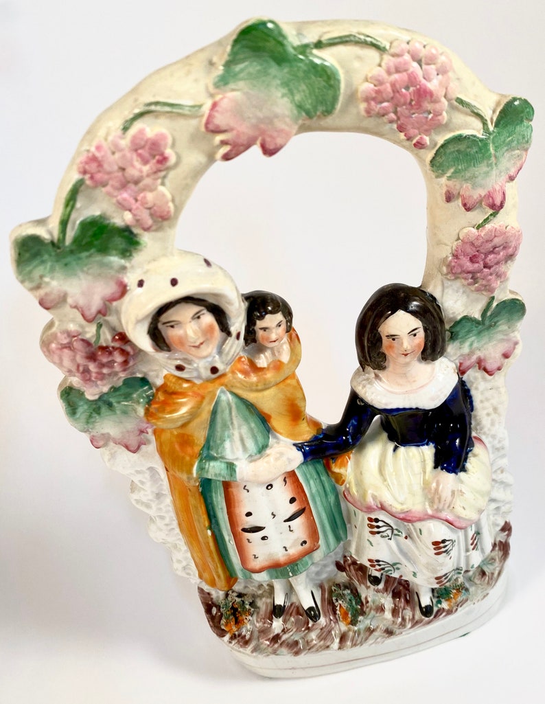 Antique Staffordshire Arch Flatback Statue Two Women With a | Etsy