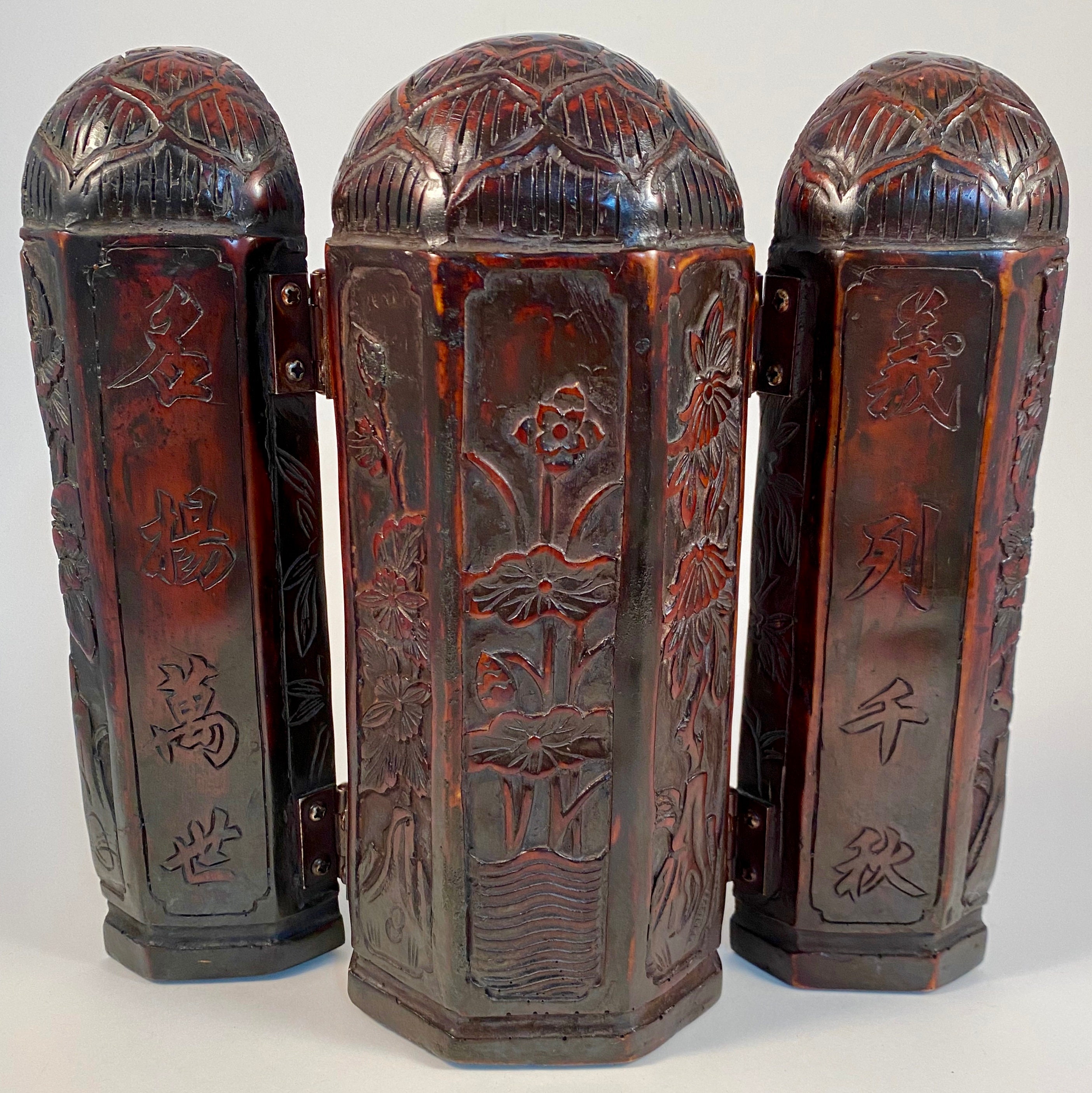 Antique Chinese Folding Buddha Triptych Carved Wood Temple - Etsy