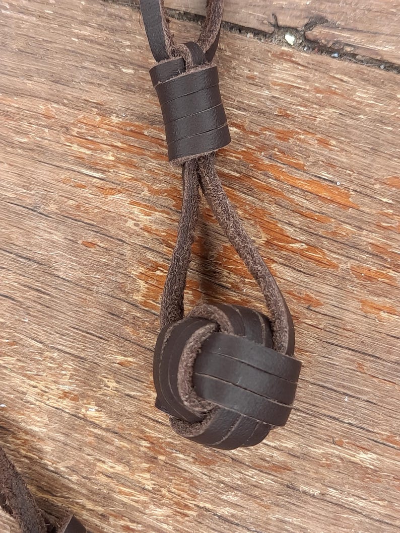 Beautiful Handmade Adjustable Brown Leather Monkey Fist Necklace - Etsy