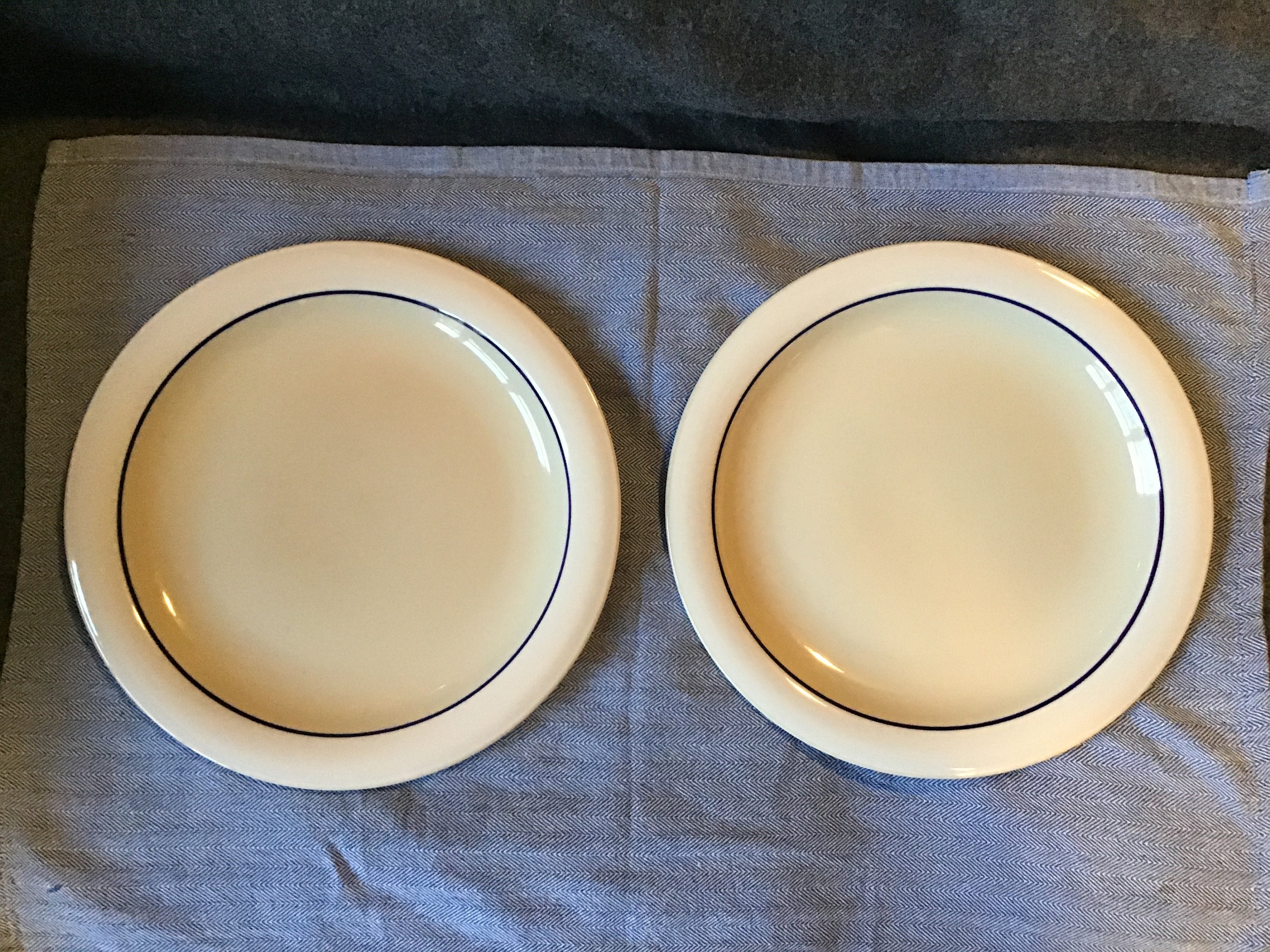 Gibson Housewares Blue Striped Plates, Set, 6 Dinner Plates, 5 Salad ...