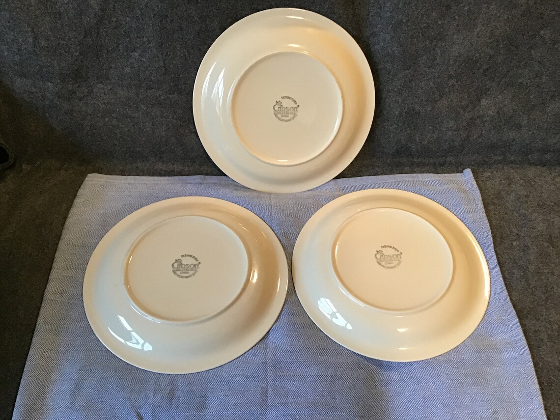 Gibson Housewares Blue Striped Plates Set 6 Dinner Plates 5 | Etsy