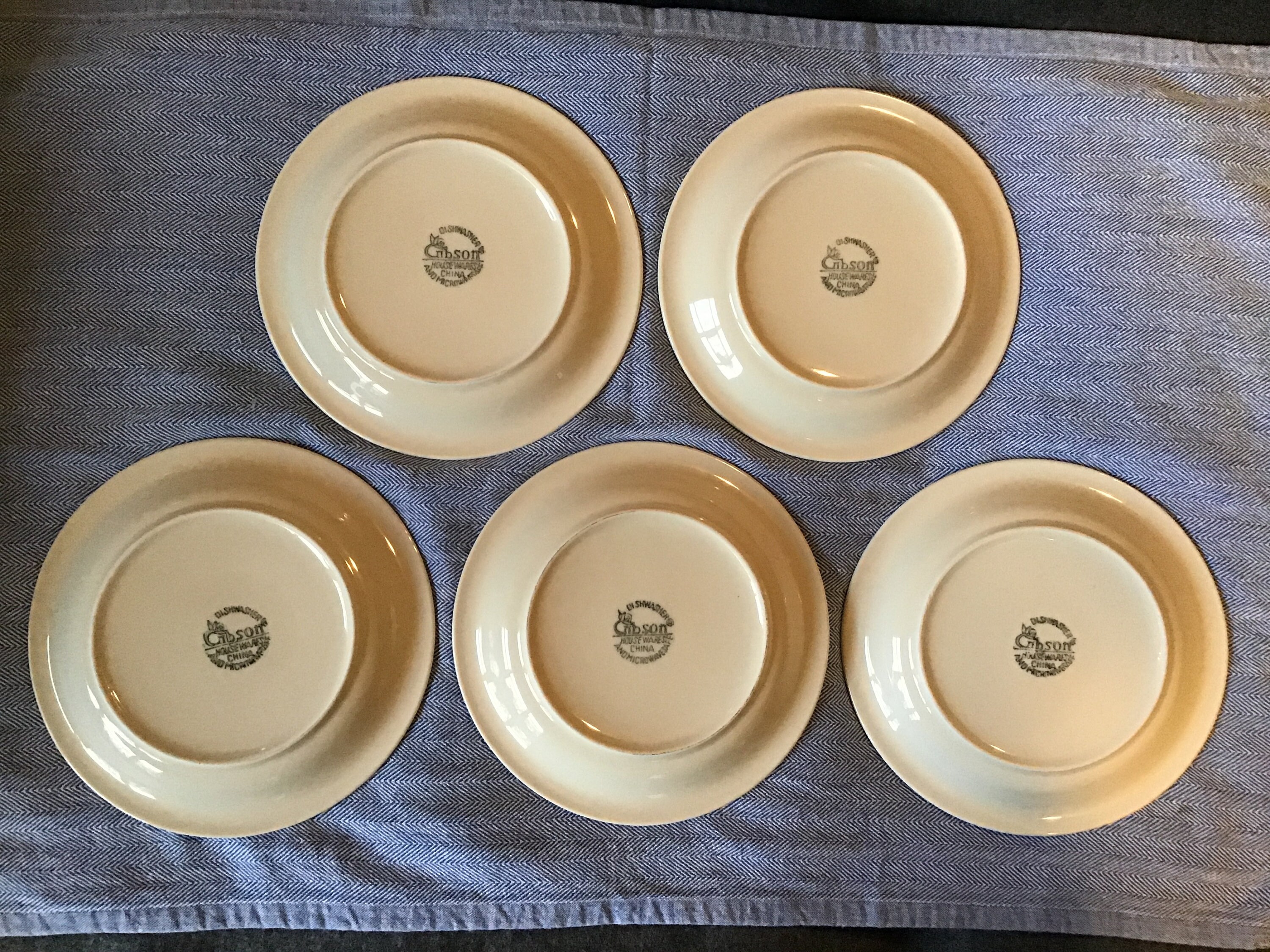 Gibson Housewares Blue Striped Plates, Set, 6 Dinner Plates, 5 Salad ...