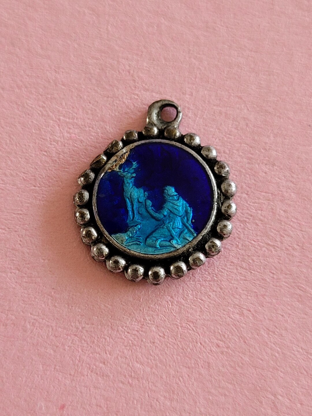 Rare Religious Antique French Catholic Silver Plated Enameled Medal ...