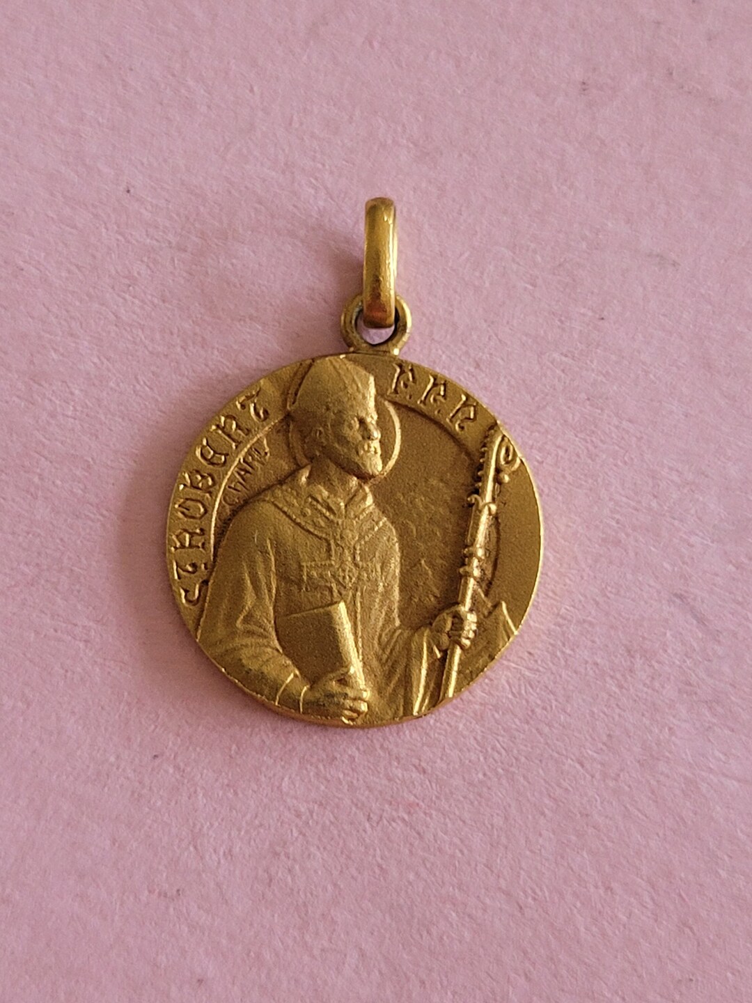 Religious Antique Italian Gold Plated Medal Pendant Medallion Holy ...