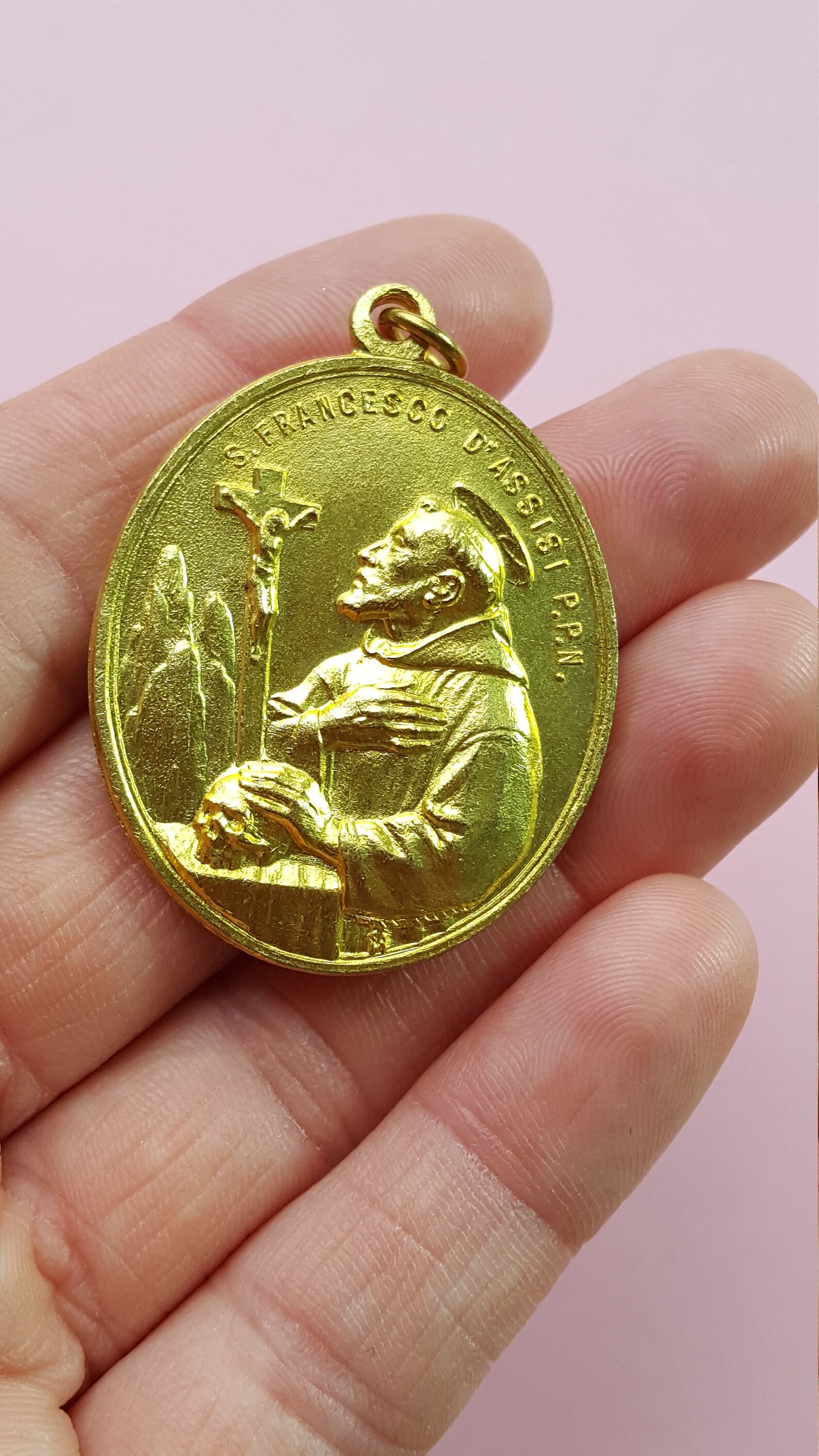 Religious antique catholic goldplated medal pendant medaillon | Etsy