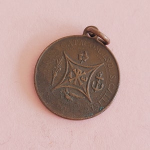 Rare Antique Copper Catholic Medal Pendant Medallion Holy Charm of ...