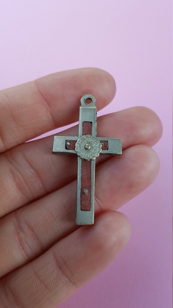 1.5" Religious antique French catholic silvered woode… - Gem